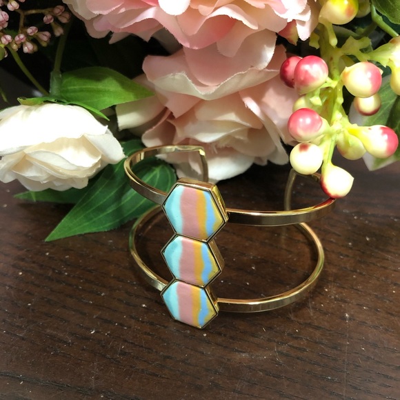 Jilzarah | Jewelry | Jilzarah Cuff Bracelet Polymer Clay Inlay Gold ...